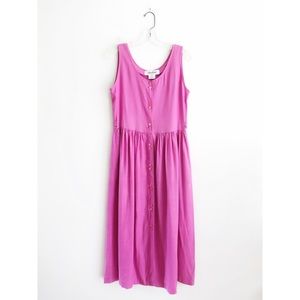 Vintage | Dresses | Vintage Pink Muted Fuchsia Linen Midi Dress Sz 8 ...